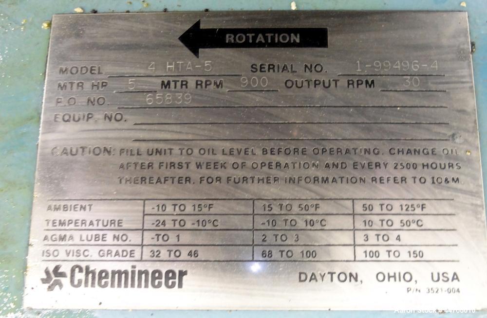 Used Chemineer HT Top Entering Agitator, Model 4HTA-5. Output rpm 30.