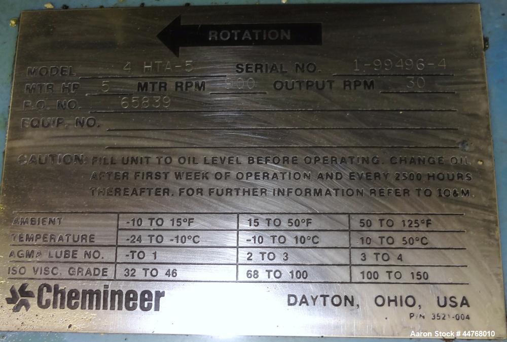 Used Chemineer HT Top Entering Agitator, Model 4HTA-5. Output rpm 30.