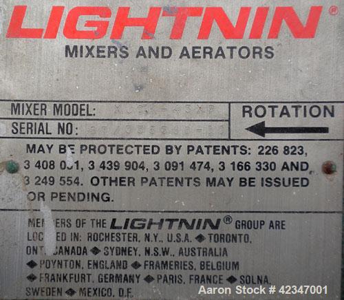 Used Lightnin Top Entering Agitator, Model XJCK-43XP. 4" diameter stu