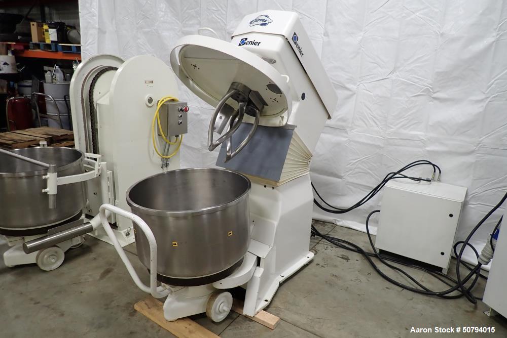 Used Benier Spiral Mixer, Model W120A, 50 gallons. (2) Stainless Stee