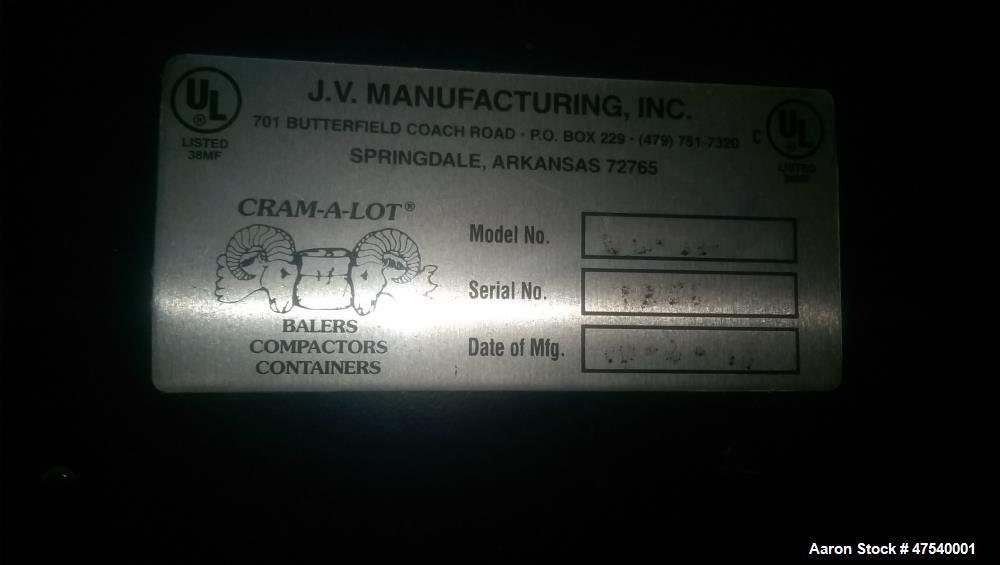 Used JV Manufacturing 72" Cram-A-Lot Vertical Baler.
