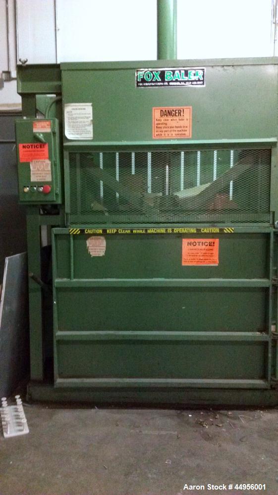 UsedFox Manufacturing Vertical Baler, Model 60. Driven by a 7.5 hp m