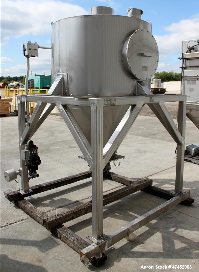 Used Hopper, Approximate 30 Cubic Feet, 316 Stainless Steel, Vertical
