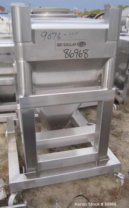 Used GEI Gallay Stackable Tote Bin, approximately 20 cubic feet, stai