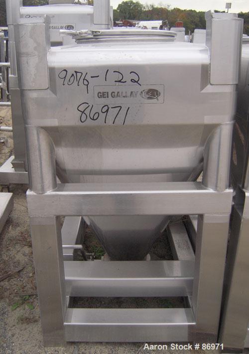 Used GEI Gallay Stackable Tote Bin, approximately 20 cubic feet, stai