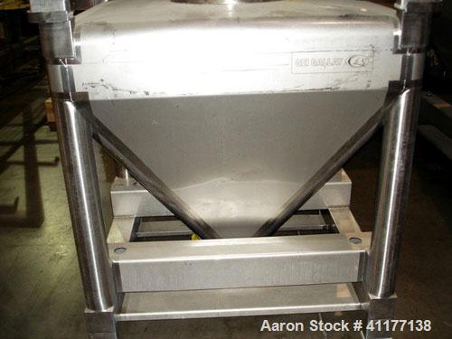 Used GEI Gallay Stackable Tote Bin, approximately 10 cubic feet, 316