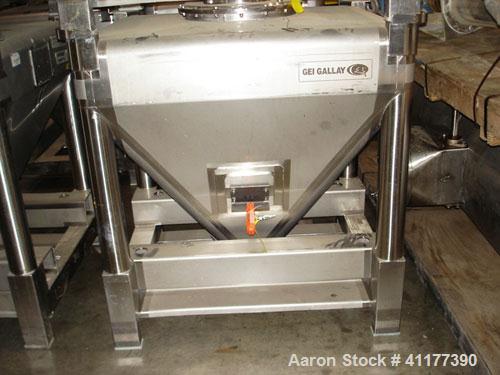 Used GEI Gallay Stackable Tote Bin, approximately 10 cubic feet, 316