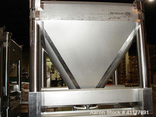 Used- GEI Gallay Stackable Tote Bin, approximately 10 cubic feet, 316