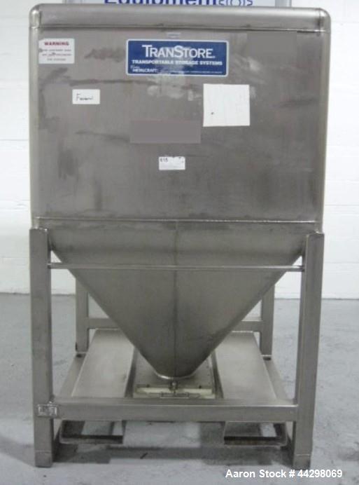 Used Transtore Tote Bin, 60 cubic feet, stainless steel construction,
