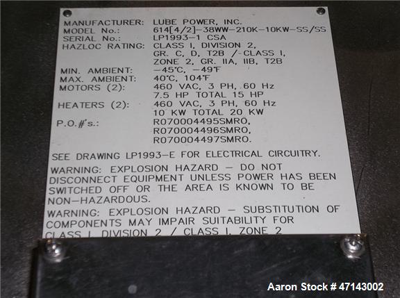 Unused- Dresser/Roots blower Assembly (Skid Mounted) . Consists of: S