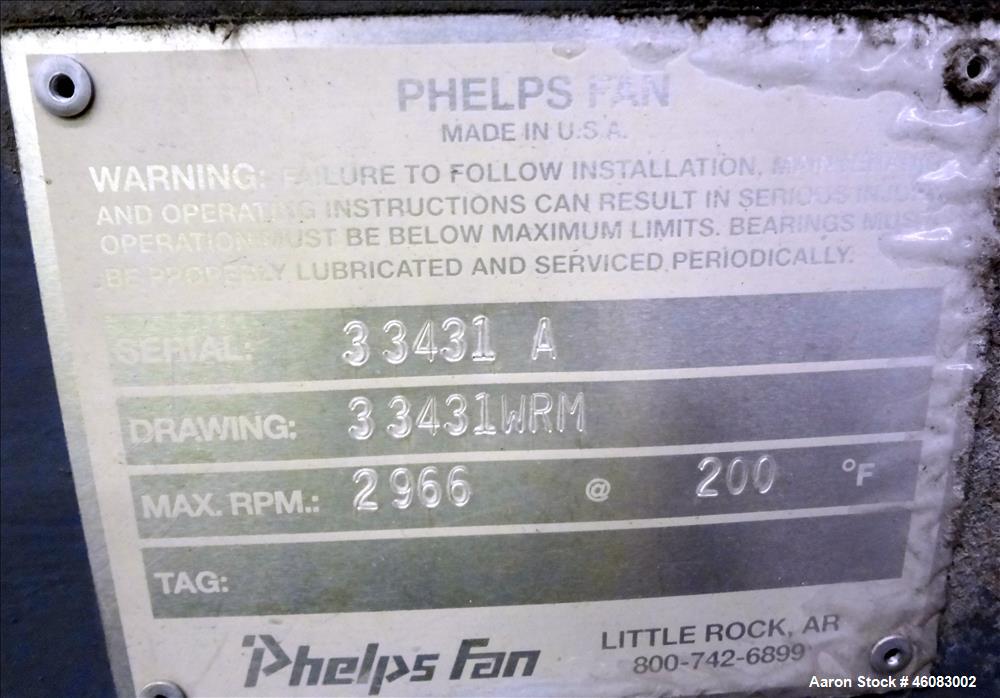 Used Phelps Fan, Model 33431WRM, Carbon Steel. 17" Diameter inlet, 17