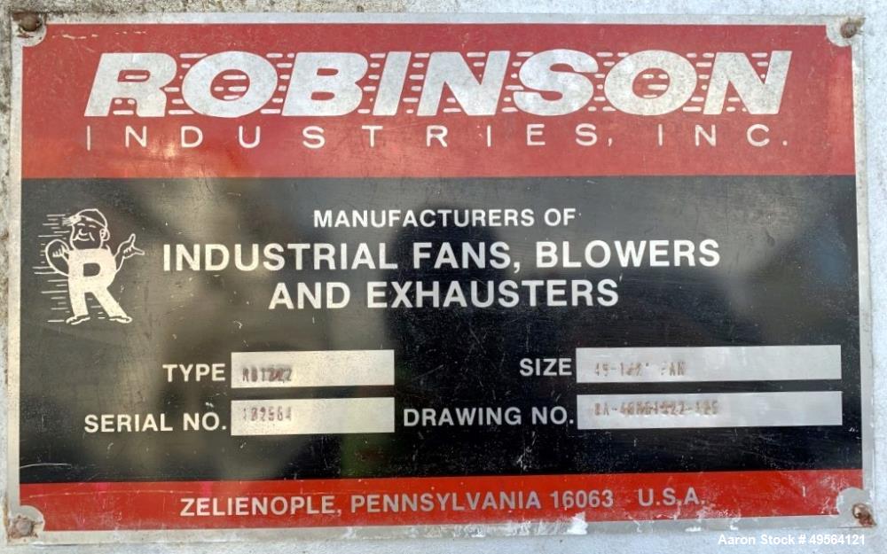 Used Robinson Industries 350 HP Radial Blower, Type RB122. Size 49- 1