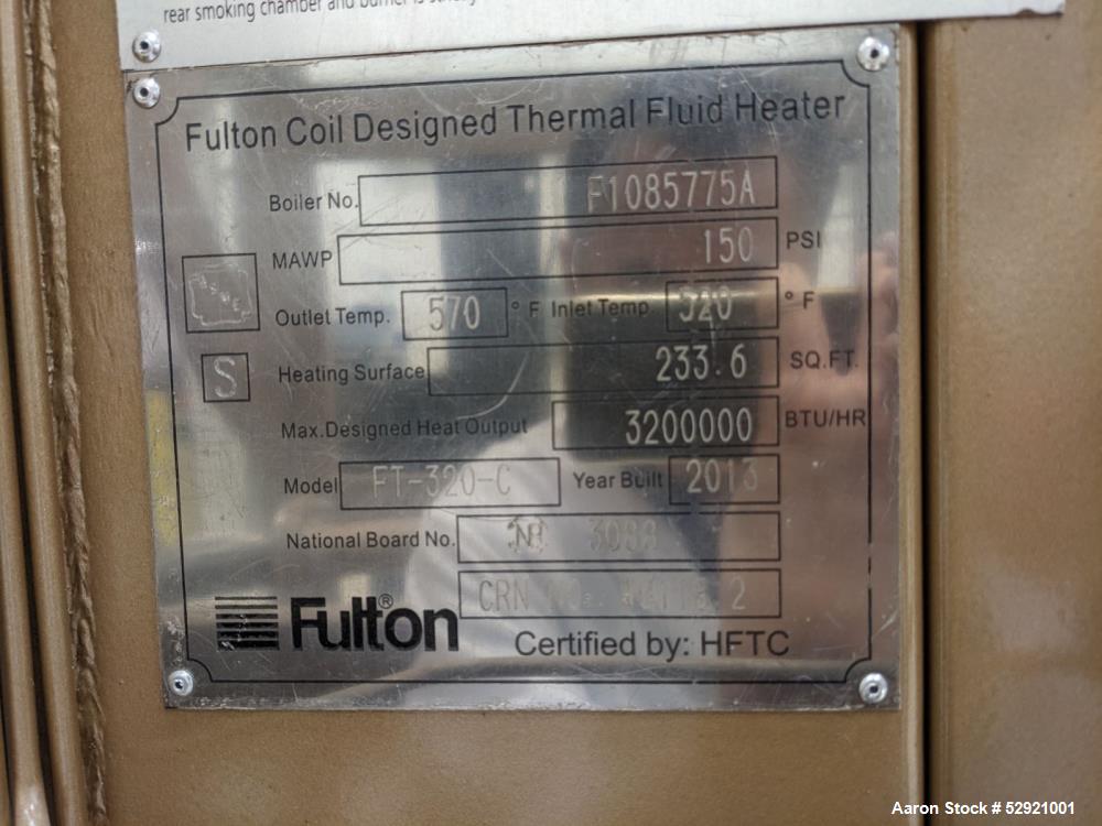 Unused - Fulton Boiler Thermal Fluid Heater. Model FT-320-C, Max Desi