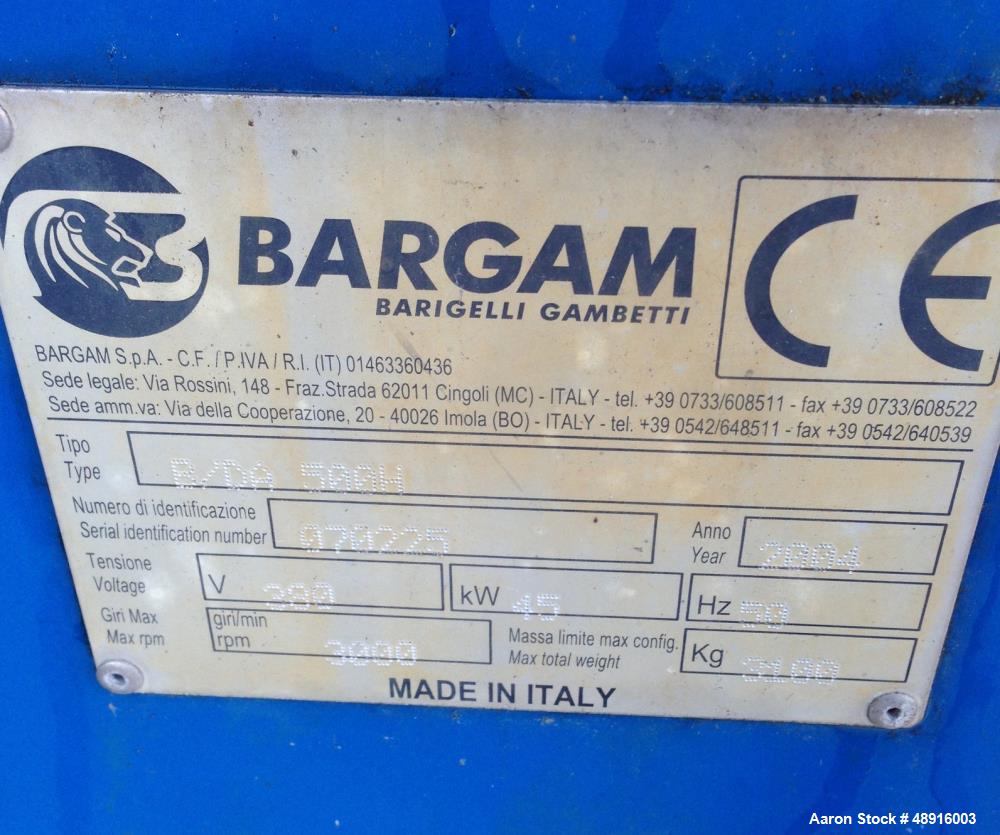 Used Bargam B/DA 500 H Solid Bowl Decanter Centrifuge. Stainless stee