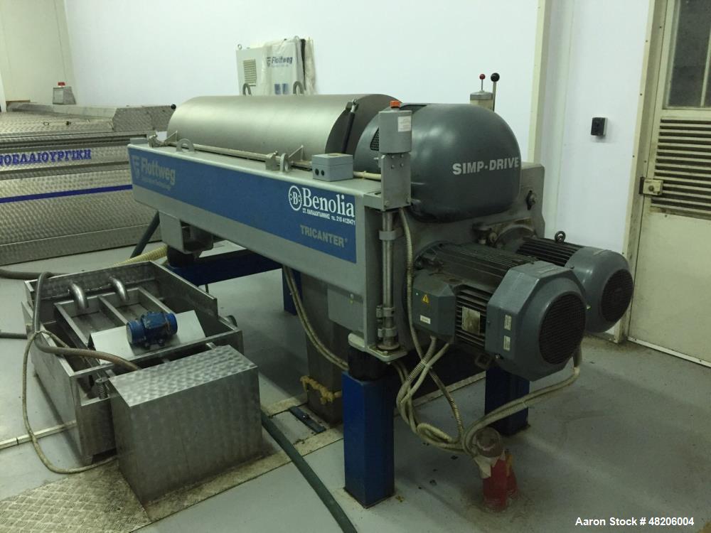 Used Flottweg Z4E-4/444H Tricanter Solid Bowl Centrifuge. Maximum bow