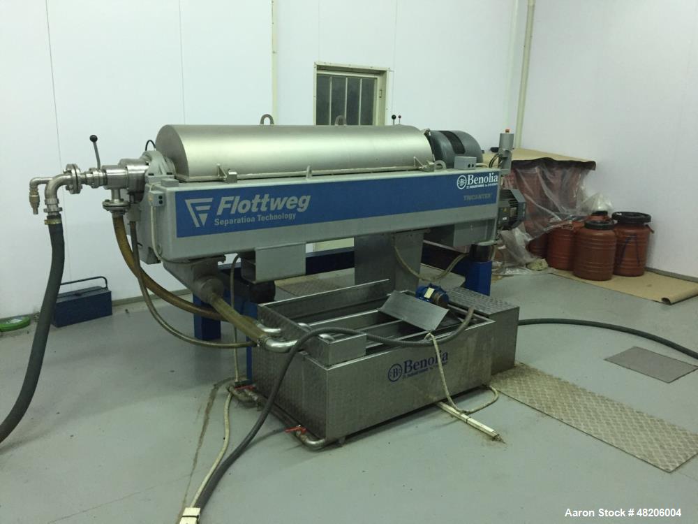 Used Flottweg Z4E-4/444H Tricanter Solid Bowl Centrifuge. Maximum bow