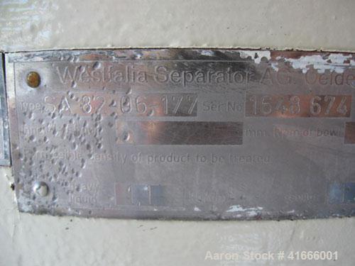 UsedWestfalia SA-82-06-177 Desludger Disc Centrifuge, 316 stainless s