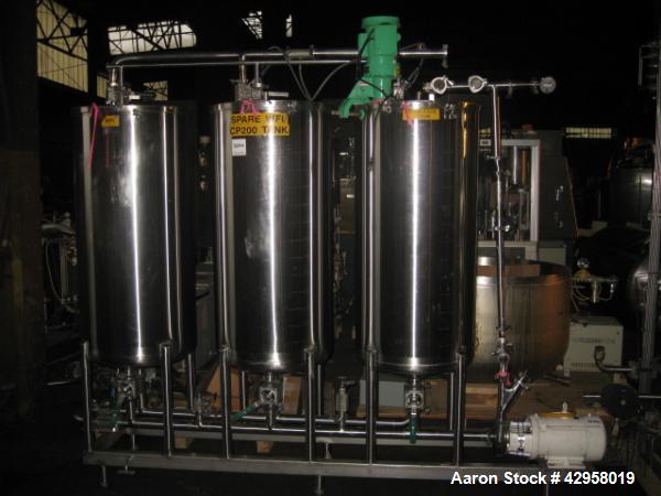 Used CIP system, with (3) approxiamtely 65 gallons stainess steel tan