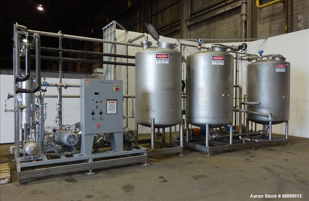Used Three Tank Clean In Place (CIP) System. Consisting of: (3) Paul