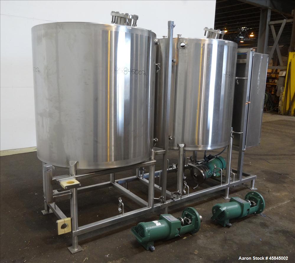 Used Sani-Matic Clean-In-Place Two Tank System, Model CIP-1122, 316 S