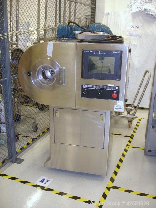 Used Vector Coating Pan, Model LCDS, stainless steel. Change pan desi