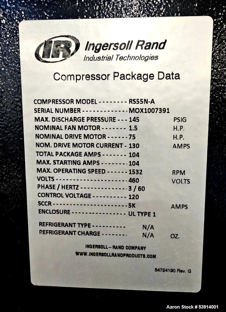 Used Ingersoll Rand RS55N-A Compressor | 400 CFM, 75 HP, VSD, 145 PSI