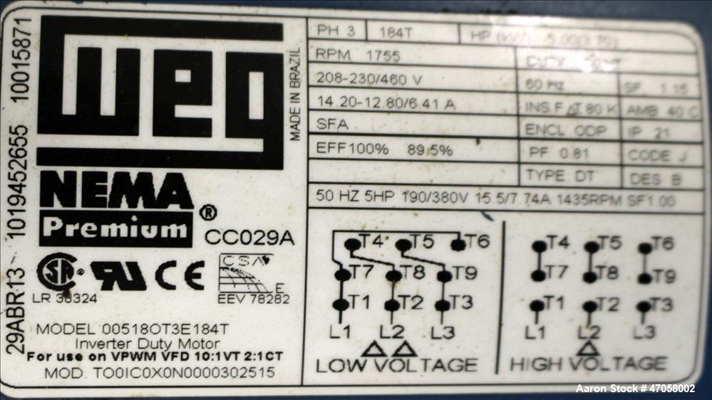 UsedDeVair, Model TAPV-5052, approximately 5 HP. Serial N. 4287701