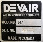 UsedDeVair, Model TAPV-5052, approximately 5 HP. Serial N. 4287701