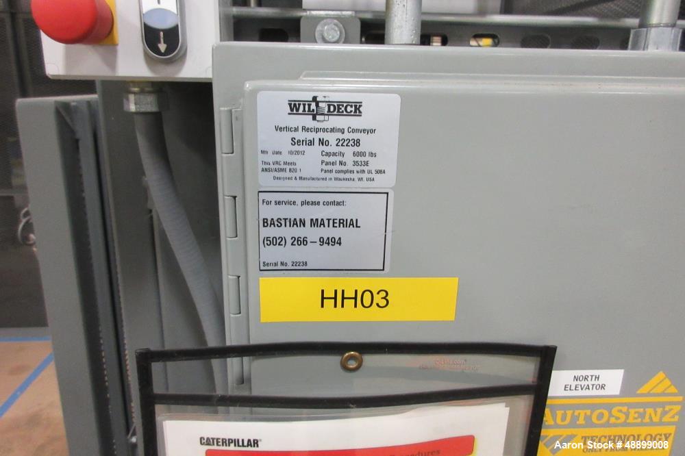 UsedWilDeck Vertical Reciprocating Conveyor, Elevator. 6,000 lbs Cap