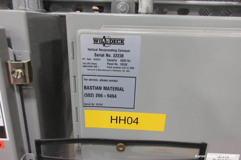 UsedWilDeck Vertical Reciprocating Conveyor, Elevator. 6,000 lbs Cap
