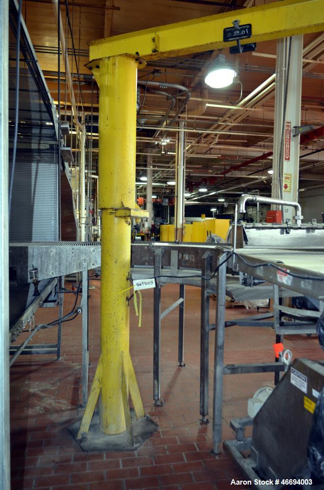 Used Floor Mounted Jib Crane Frame Only, Carbon Steel. Approximate 36