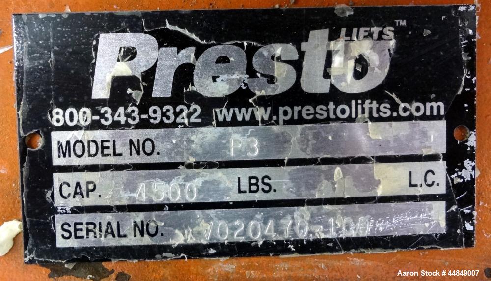 Used Presto Pallet Positioner, Model P3, Carbon Steel. 4,500 Pound ca