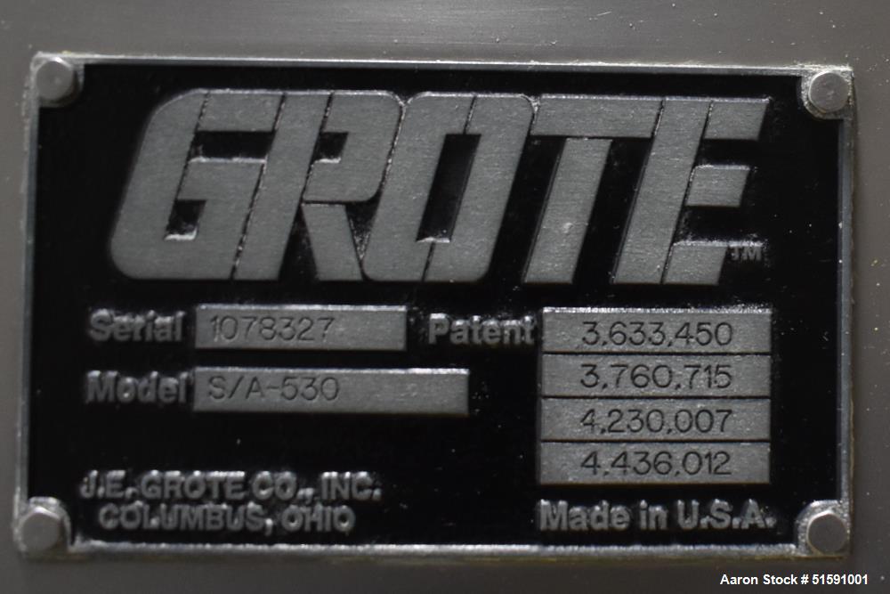 Used Grote Model S/A 530 Single Lane Slicer/Applicator. Machine is ra