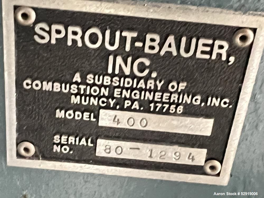 Used Sprout-Bauer Agglomerator, Model 400, 304 Stainless Steel. Appro