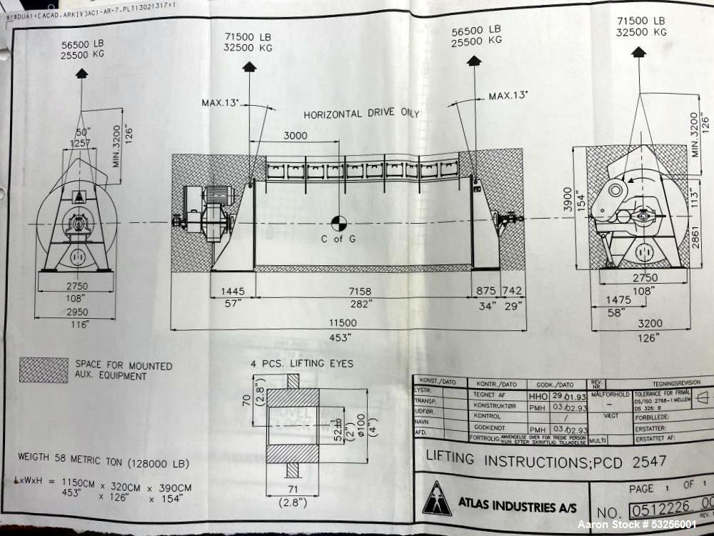 Used Atlas Industries Rota Disc Dryer, Model RCD2547, Stainless Steel