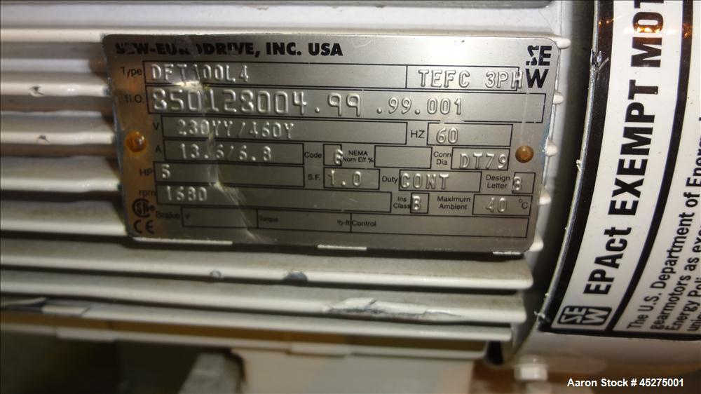 Used Dynamic Air Forberg Twin Shaft Fluidizer Dryer, 4.2 Cubic Feet,