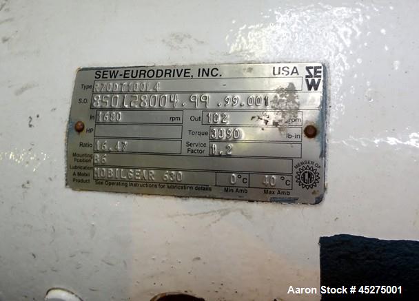 Used Dynamic Air Forberg Twin Shaft Fluidizer Dryer, 4.2 Cubic Feet,