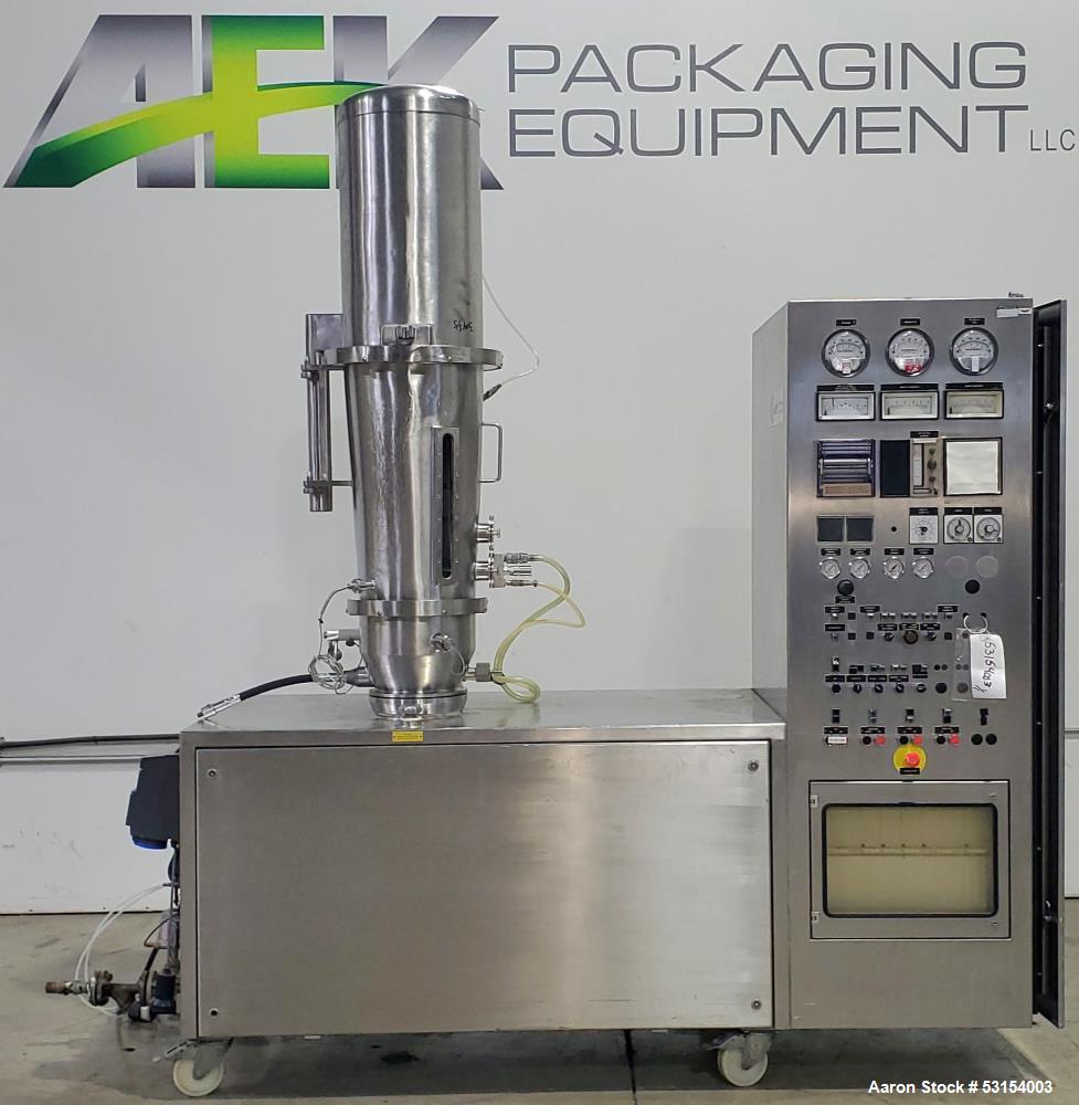 Used Glatt Model GPCG-3 Fluid Bed Dryer Granulator, Stainless Steel.