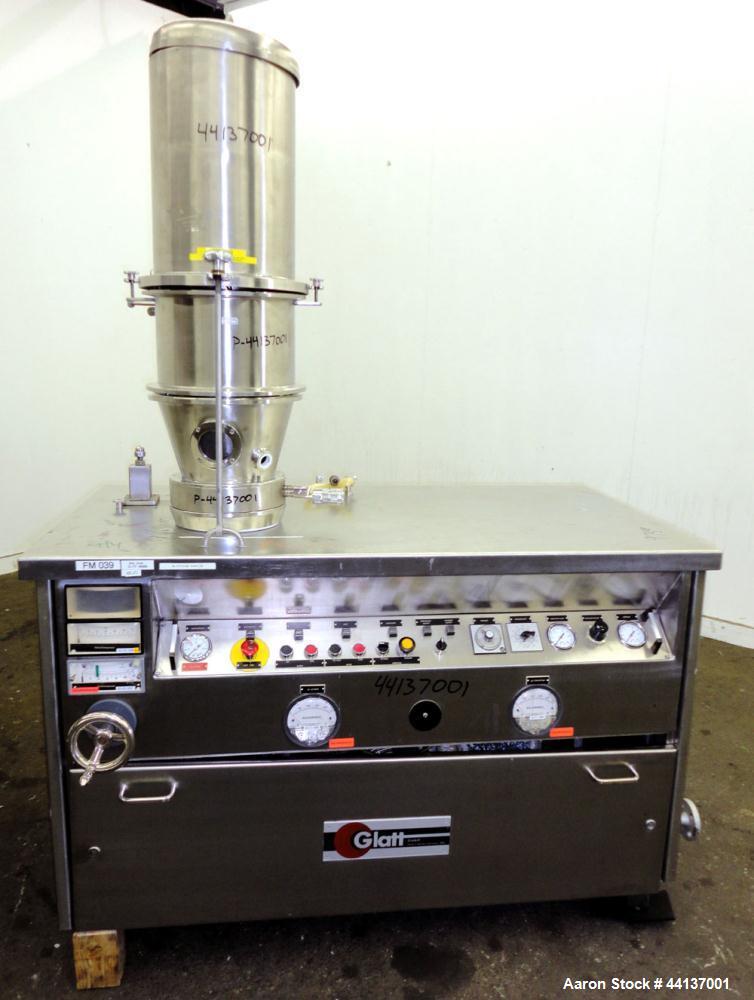 Used Glatt Granulating Fluid Bed Dryer, Model WSG-3/2V. 304 Stainless