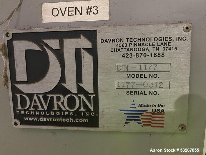 Used Davron Technologies Model DTI-1177 Batch Drying Oven. Heat Sourc