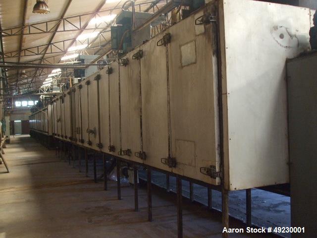 Used Proctor & Schwartz Gas Fired Dryer. 8 compartments (7) with heat