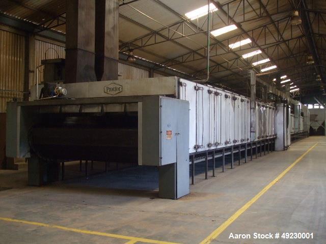 Used Proctor & Schwartz Gas Fired Dryer. 8 compartments (7) with heat