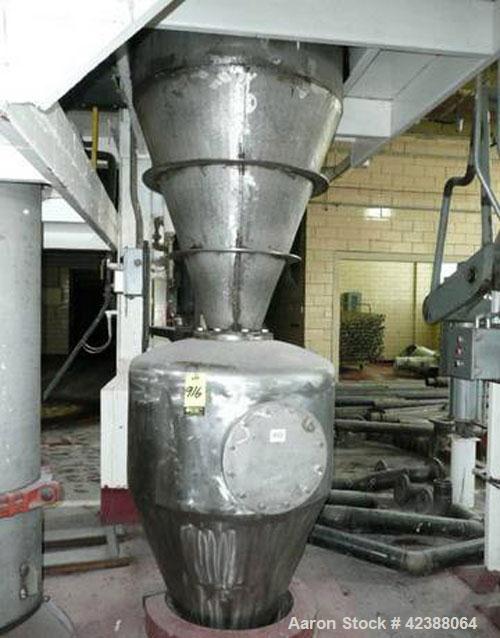 Used Stainless Steel Cyclone Collector 7'H X 3' Dia. With S/S Receiv