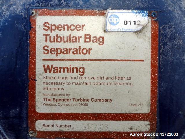 Used Spencer Tubular Dust Collector System, 252 Square Feet, Carbon S