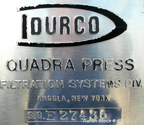 Used Durco Quadra Press Filter Press, Model QPM-1000/40-10/16. (10) 3