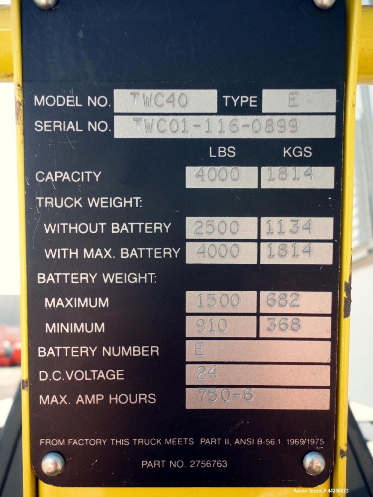 Used Clark Automated Guided Vehicle, Model TWC40, Type E. #3. 4,000 P