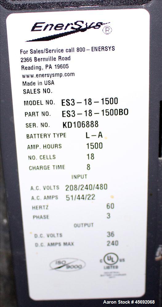 Used Enersys Enforcer Fork lift Battery Charger, Model ES3-18-1500. 3