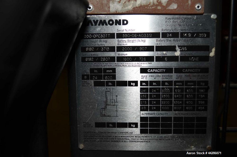 Used Raymond Model 5500PC30TT, 3,000 Pound Capacity Electric Stand Up