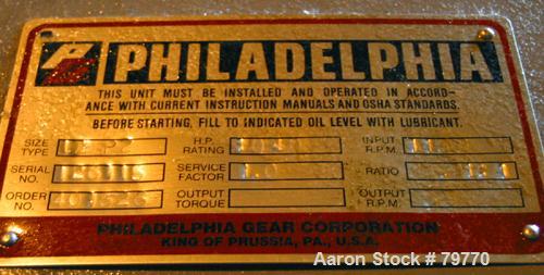 Used Philadelphia Gear Drive, Model 17HP-2. HP rating 1040, input RPM