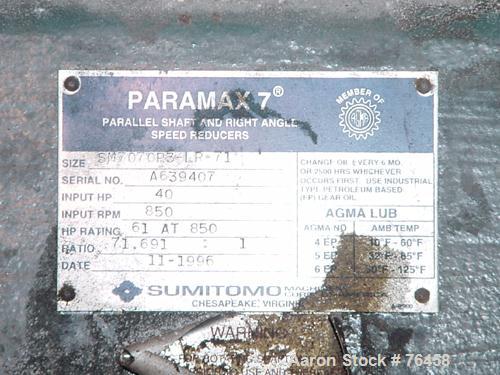 Used Sumitomo Paramax 7 Parallel Shaft Reducer, Model SM7070P3-LR-71.
